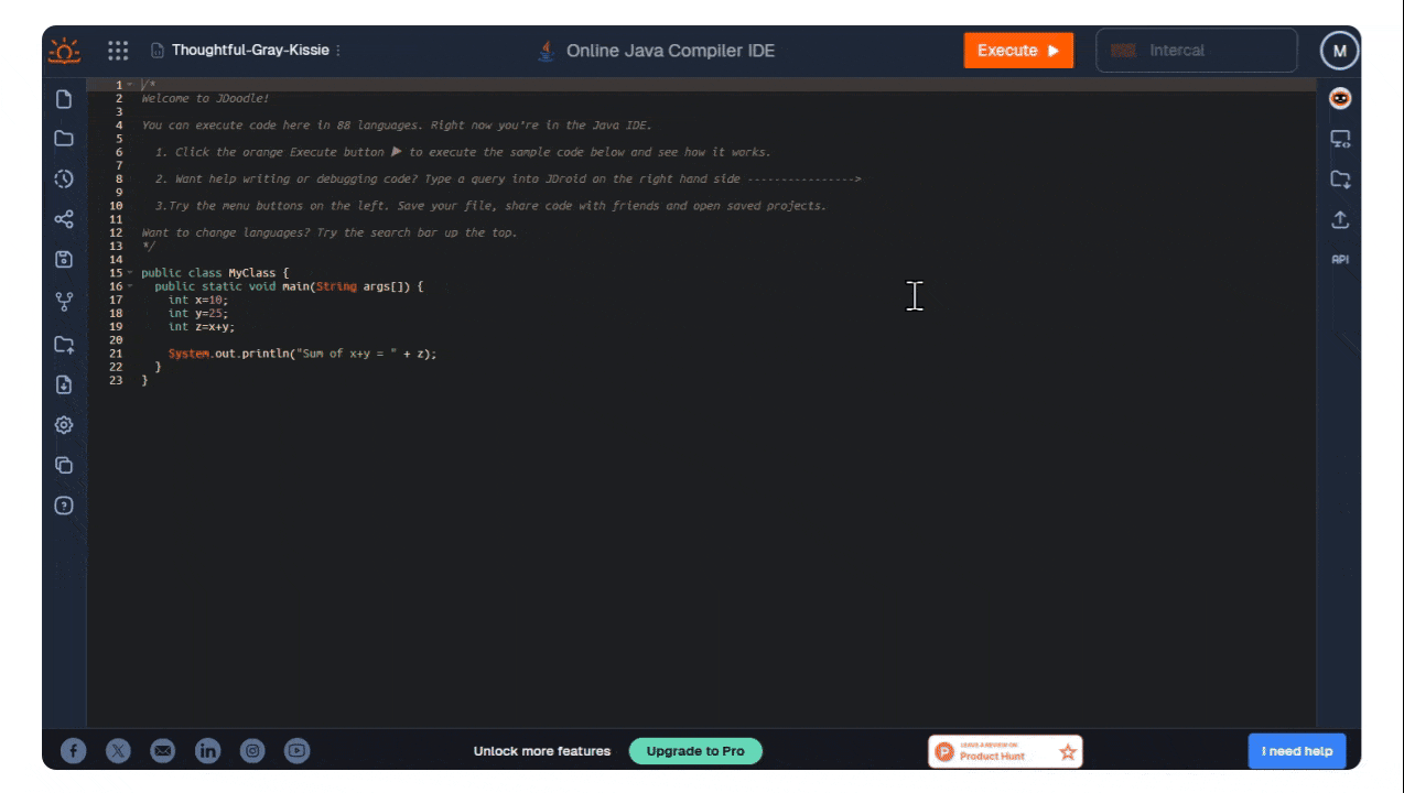 Online Compiler and Editor/IDE for Java, C, C++, PHP, Python, Ruby, Perl - Code and Run Online